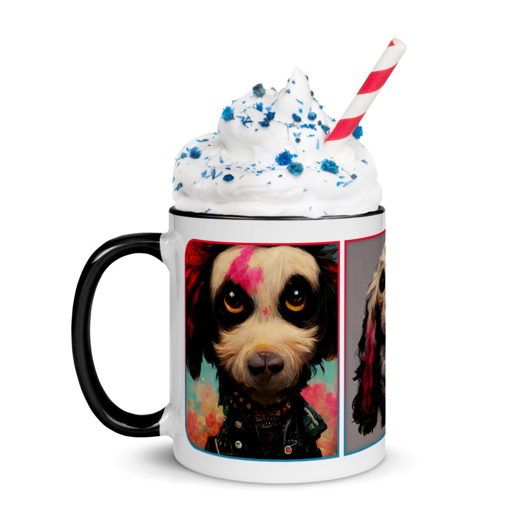 Punk Rocker Cocker Spaniels Mug with Black rim and handle – Zinetastic ...