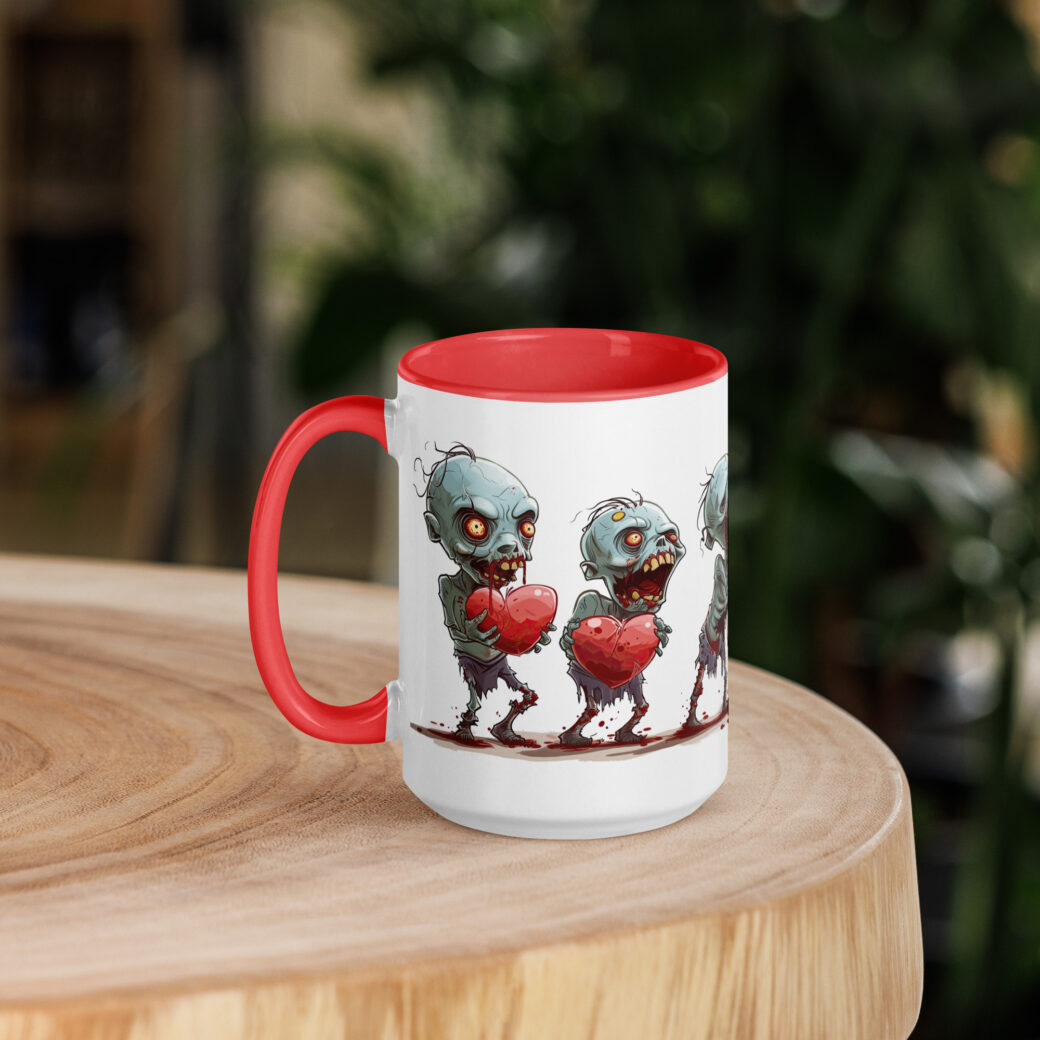 Grisly Zombie Valentines Mug with Red Handle and Inside – Zinetastic ...